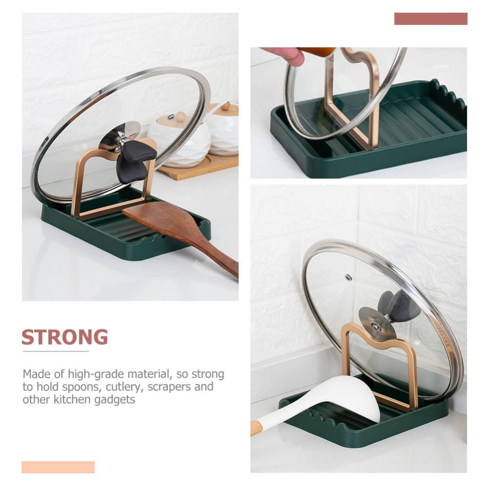 HEMOTON 2pcs Collapsible Shelf Pot Lid Storage Stand Collapsible Shovel Pot Cover Holder Cooking Spoon Holder Airtight Milk Bottle Ladle Holder Plastic Storage Rack Household