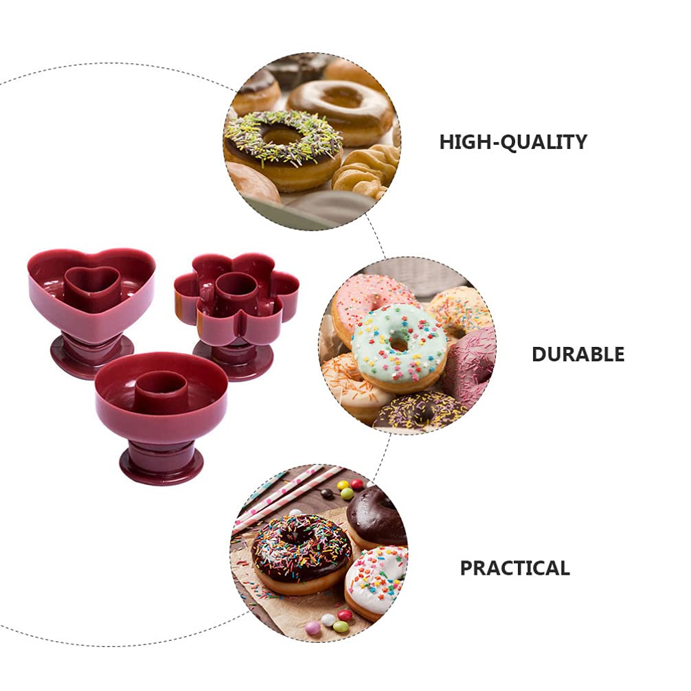 Hemoton 3pcs DIY Donut Mold Plastic Bakery Doughnut Cake Maker Mold Biscuit Stamp Cake Mould Desserts Bread Cutter Maker Mold Kitchen Baking Tool