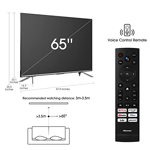 Hisense ULED Premium 65U7G QLED Series 65-inch Android 4K Smart TV with Alexa Compatibility, 1000-nit HDR10+, Dolby Vision & Atmos, 120Hz, HDMI 2.1, Game Mode Pro