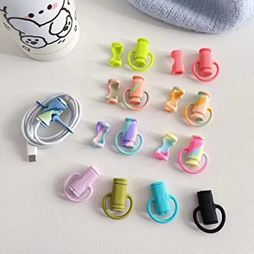 LUOCY 2 in 1 Data Cable Protector, 1/11Pcs Cute Silicone Data Cable Winder, Mini Data Cable Protective Cover, Phone Charger Data Cable Anti-Break Protection Storage Tool (G)