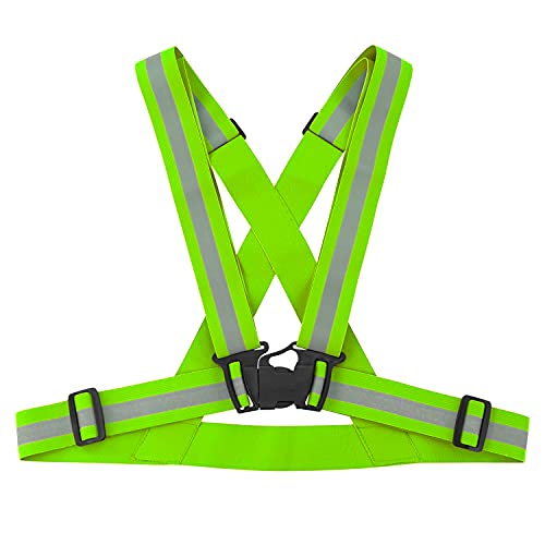 EKIND Adjustable Elastic Lightweight High Visibility Reflective Adult Vest for Running, Walking, Jogging,Cycling,Motorcycle(1 Pack, Green)
