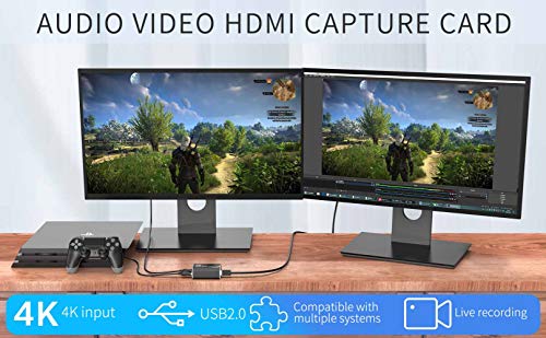 eKL USB Game Video Capture Card Supports 4k@30Hz Input and Loop Output, 1080p@30FPS for Live Stream