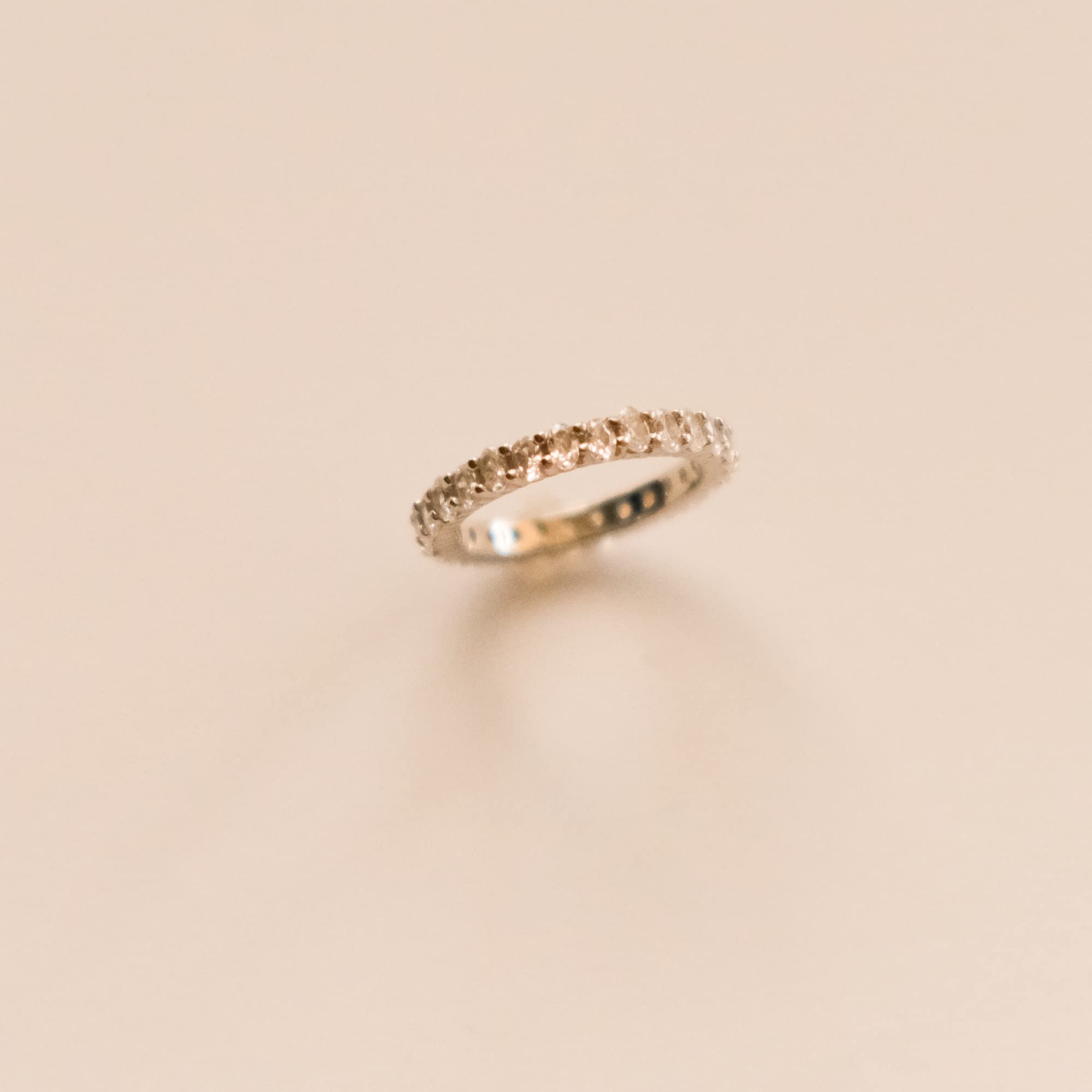 espere Rhodium Plated Sterling Silver Oval Cut CZ Stacking Eternity Ring Full Eternity Band | 3mm Cubic Zirconia Wedding Band Women's Stackable Promise Rings