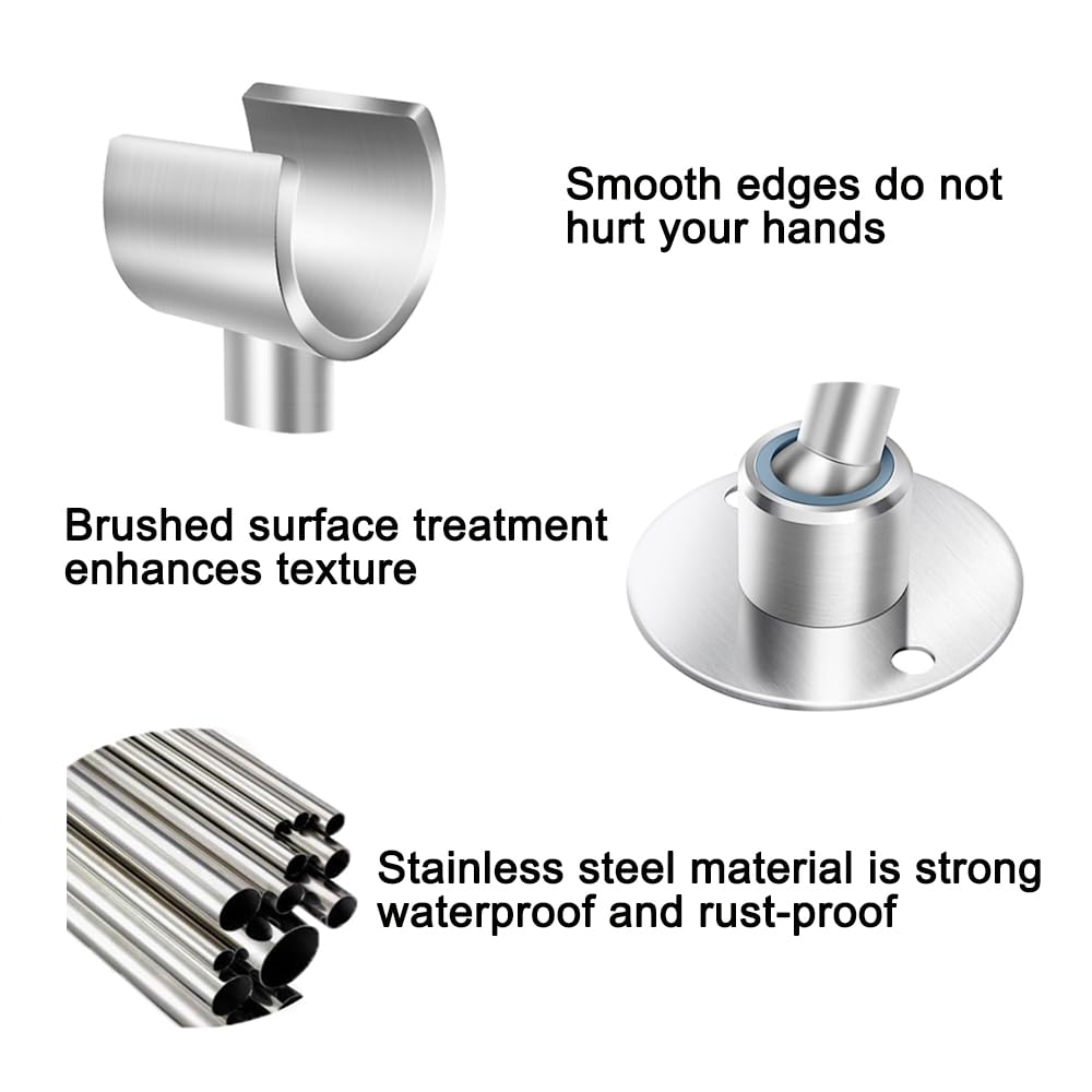 Lokyanwin Shower Head Holder,360° Adjustable Stainless Steel Handheld Shower Head Bracket Holder Wall Mount,Steel Shower Spray Holder Wall Mount Shower Wand Holder,Brushed Nickel SUS304
