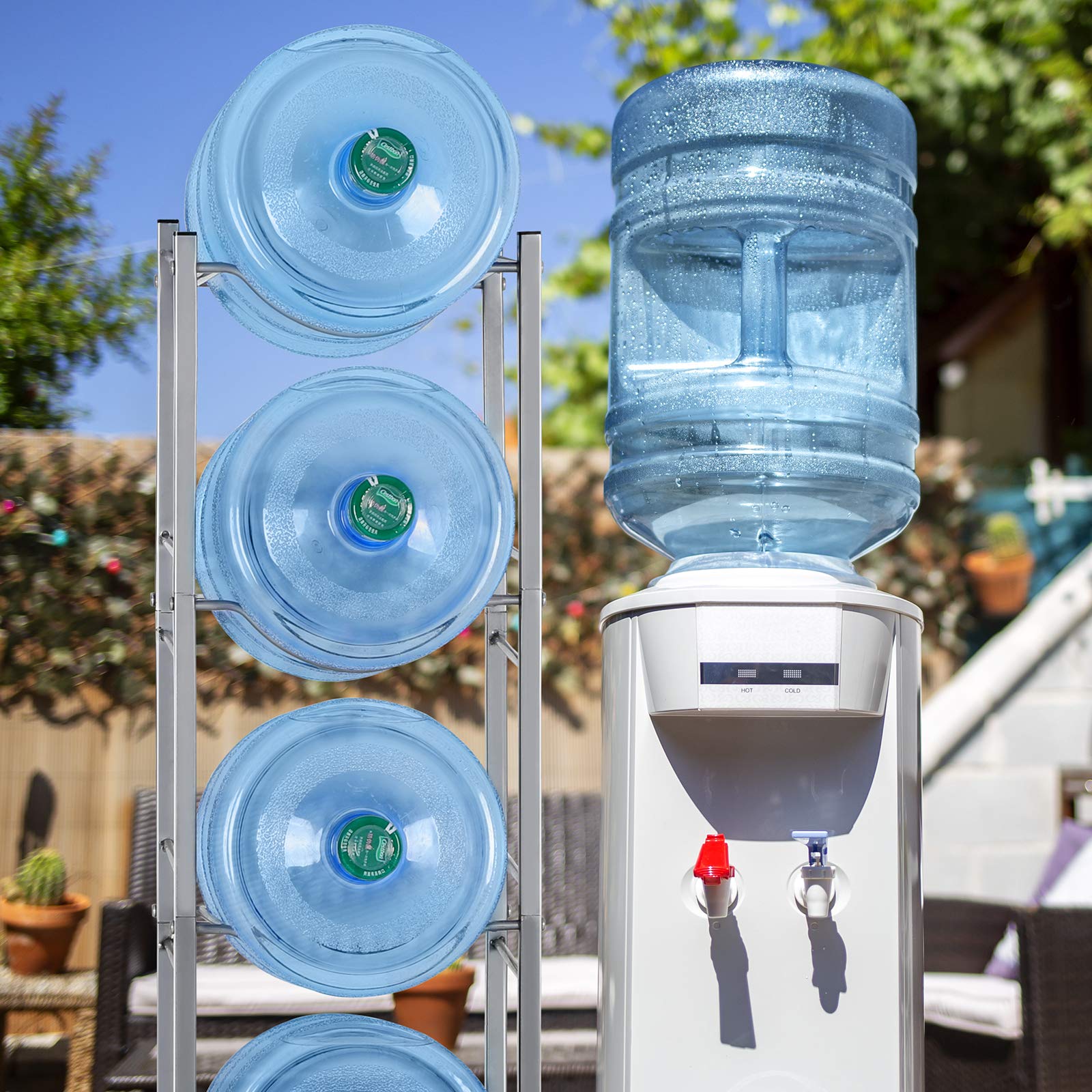 OYEAL Water Jug Stand 5 Tier Water Bottle Storage Organizer Detachable Heavy-Duty Water Rack for 5 Gallon Jug Dispenser Stand, Easy Assembly