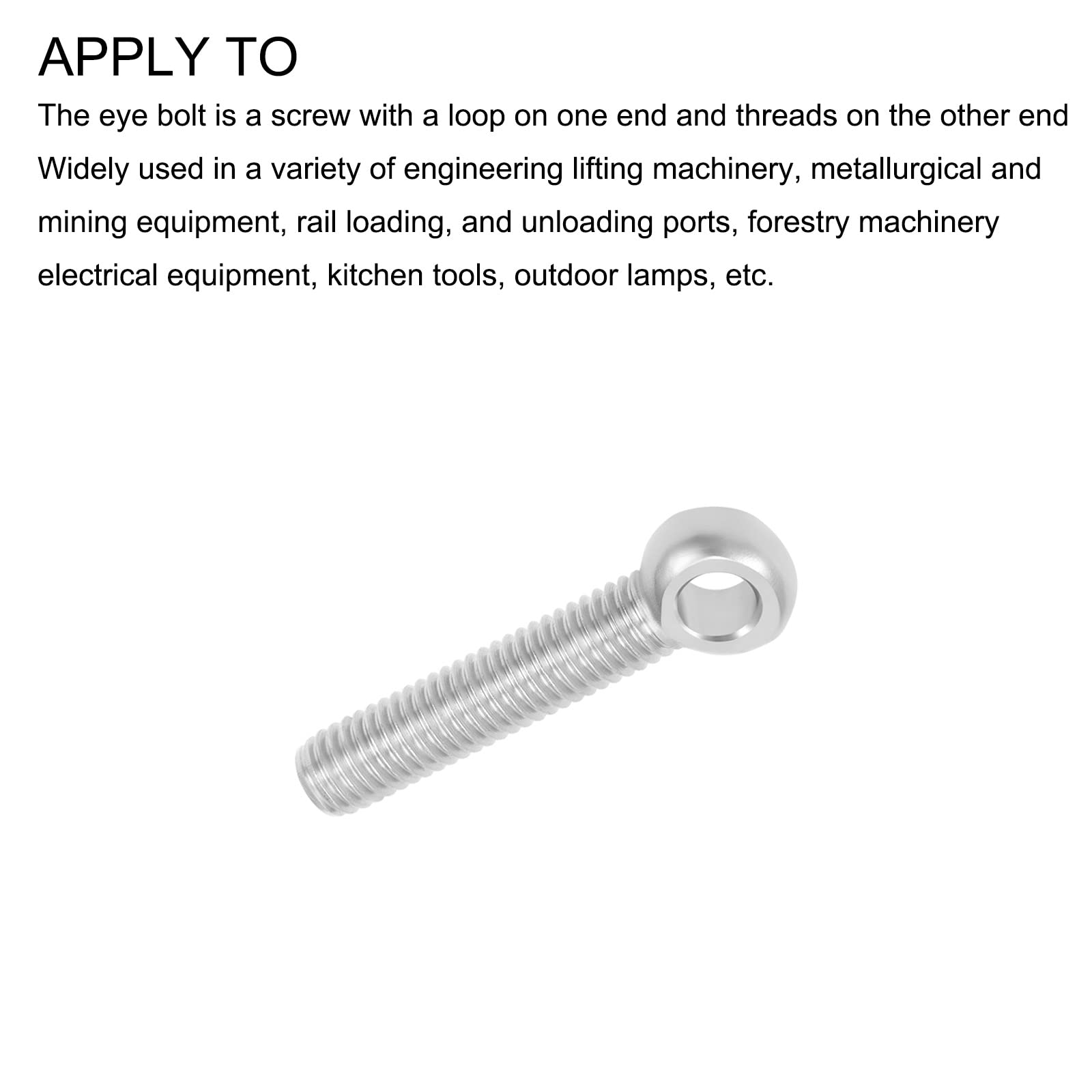 METALLIXITY Shoulder Swing Lifting Bolt (M8x40mm) 2Pcs, 304 Stainless Steel Eye Bolts - for Home Renovation, Pipeline Gate Valves Fasteners, Silver