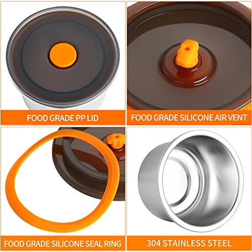Stainless Steel Metal Food Storage Containers with Lids 440 * 3 Food Preservation Lunch Box Containers Leak-proof Light Easy Set with Air Vent Snack Boxes for People, Kitchen Storageā¦