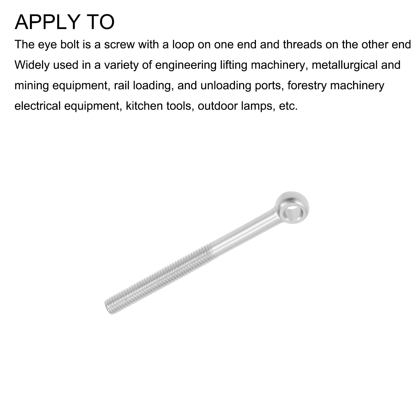 METALLIXITY Shoulder Swing Lifting Bolt (M6x70mm) 5Pcs, 304 Stainless Steel Eye Bolts - for Home Renovation, Pipeline Gate Valves Fasteners, Silver