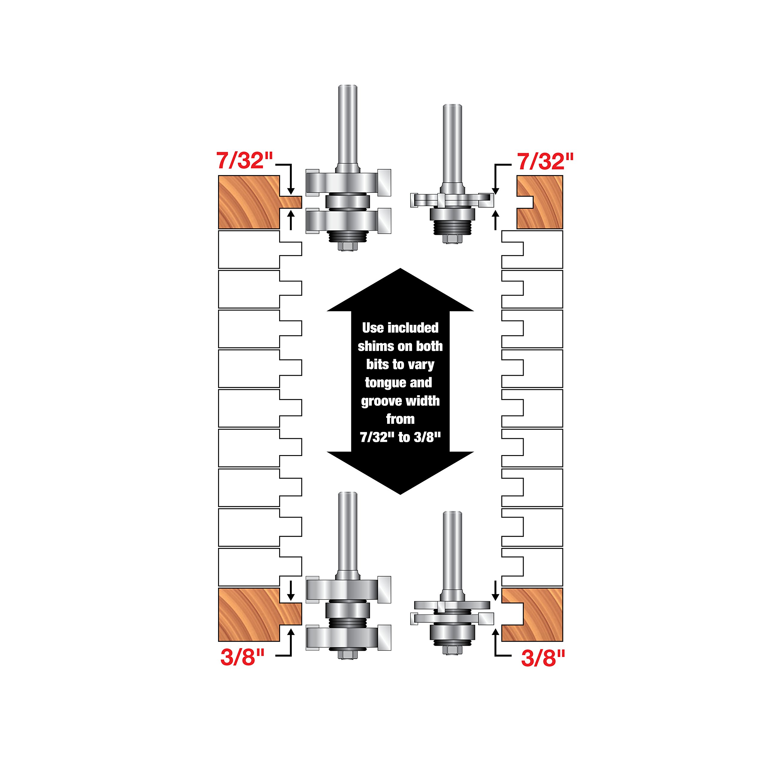Freud 99-036: 1-3/4" (Dia.) Adjustable Tongue & Groove Bit Set