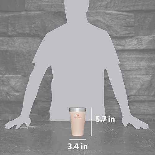 Stanley Adventure Inulsated Stacking Beer Pint Glass, 16oz Stainless Steel Double Wall Rugged Metal Drinking Tumbler (Limestone)