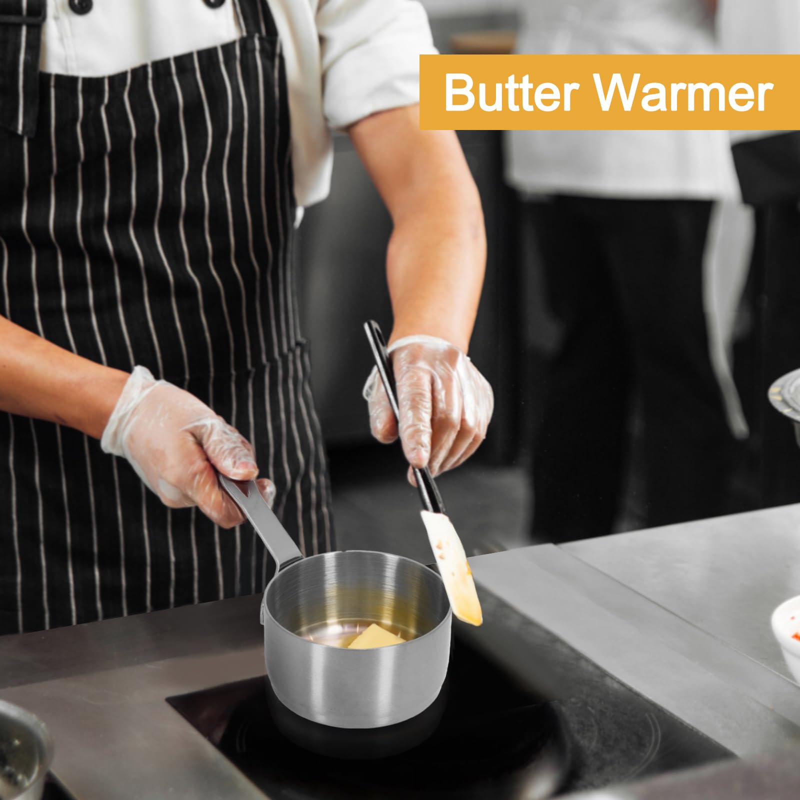 Mini Sauce Pan, Stainless Steel Sauce Pan Chocolate Melting Pot Mini Butter Coffee Milk Warmer Pot for Coffee Tea Soup Warming(Silver(60ML))
