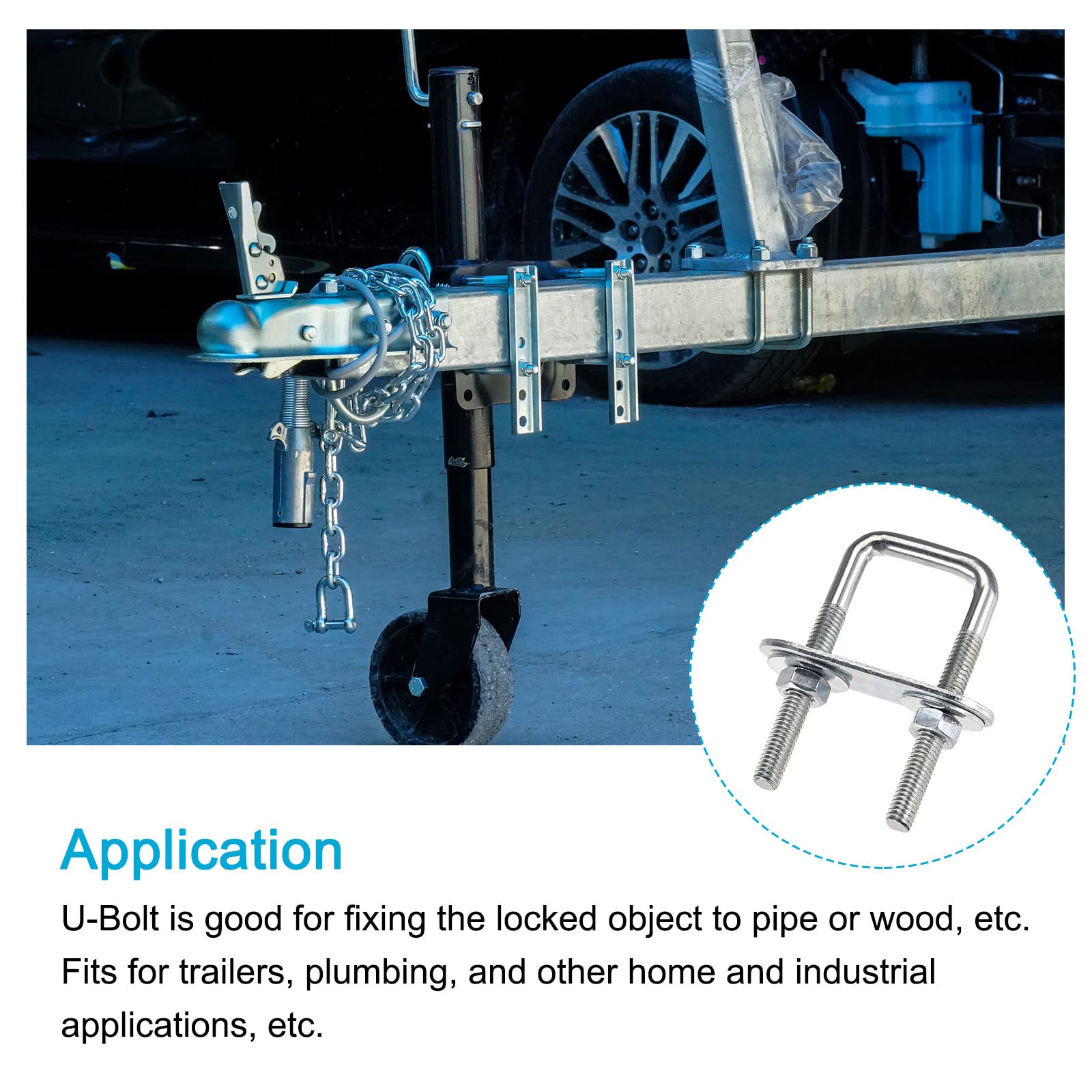 METALLIXITY U Bolts (M6x20x50mm), Square U Bolt Carbon Steel with Accessories - for Construction, Pipe