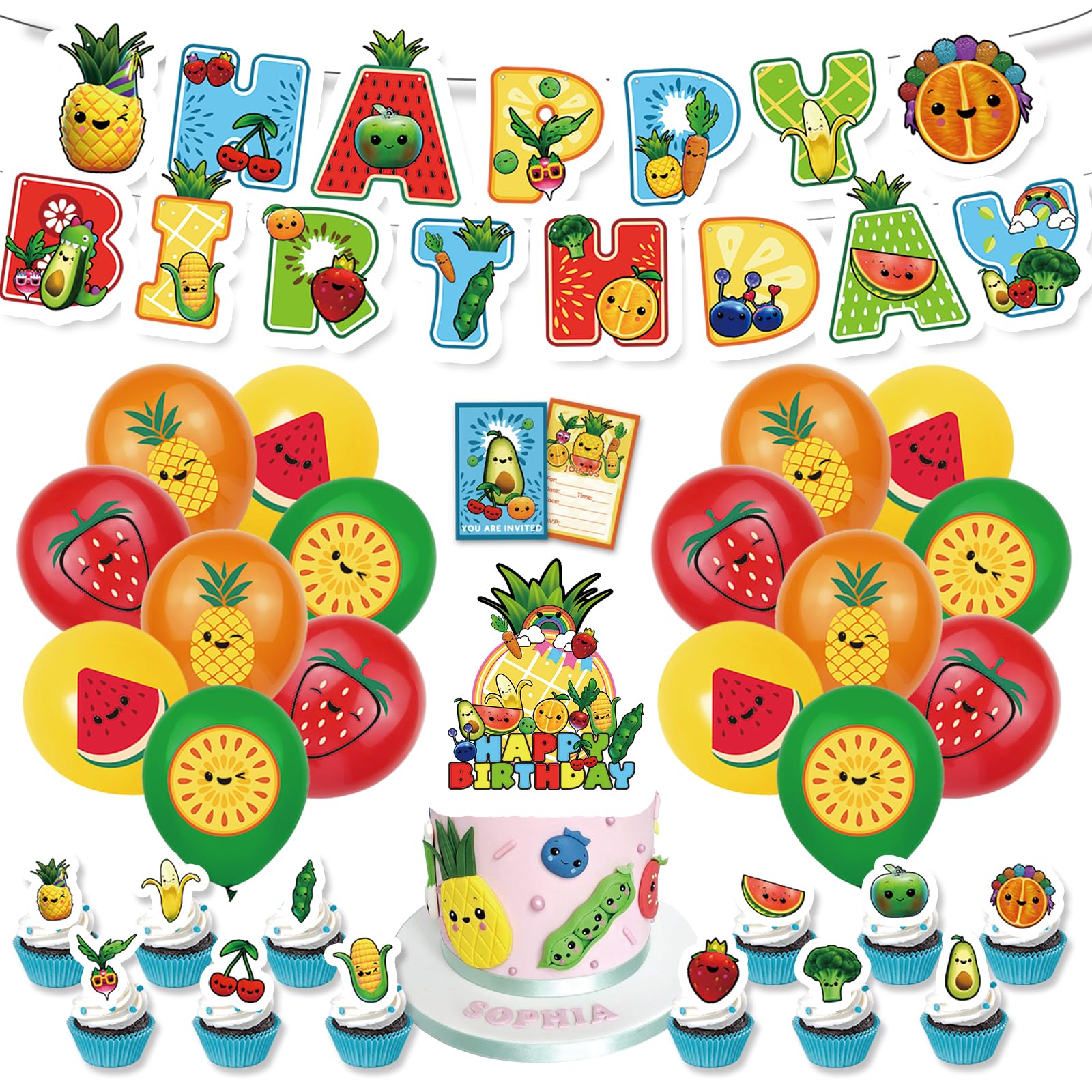 Fruit party Decorations Cake Cup Topper for Kids 1st Birthday Patry Banner Supplies
