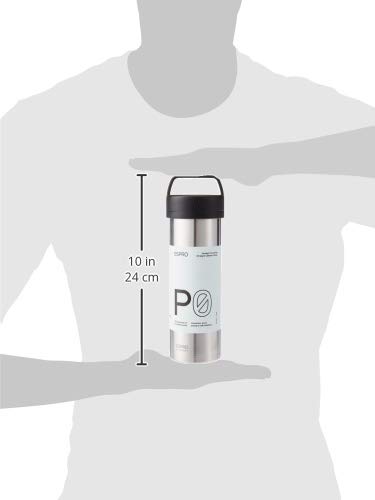 ESPRO – P0 Ultralight – Single Serve French Coffee Press and Lightweight Hydration Bottle for Travel, Camping and Everyday use, Stainless steel, Vacuum Insulated 16 oz (Brushed Stainless Steel)