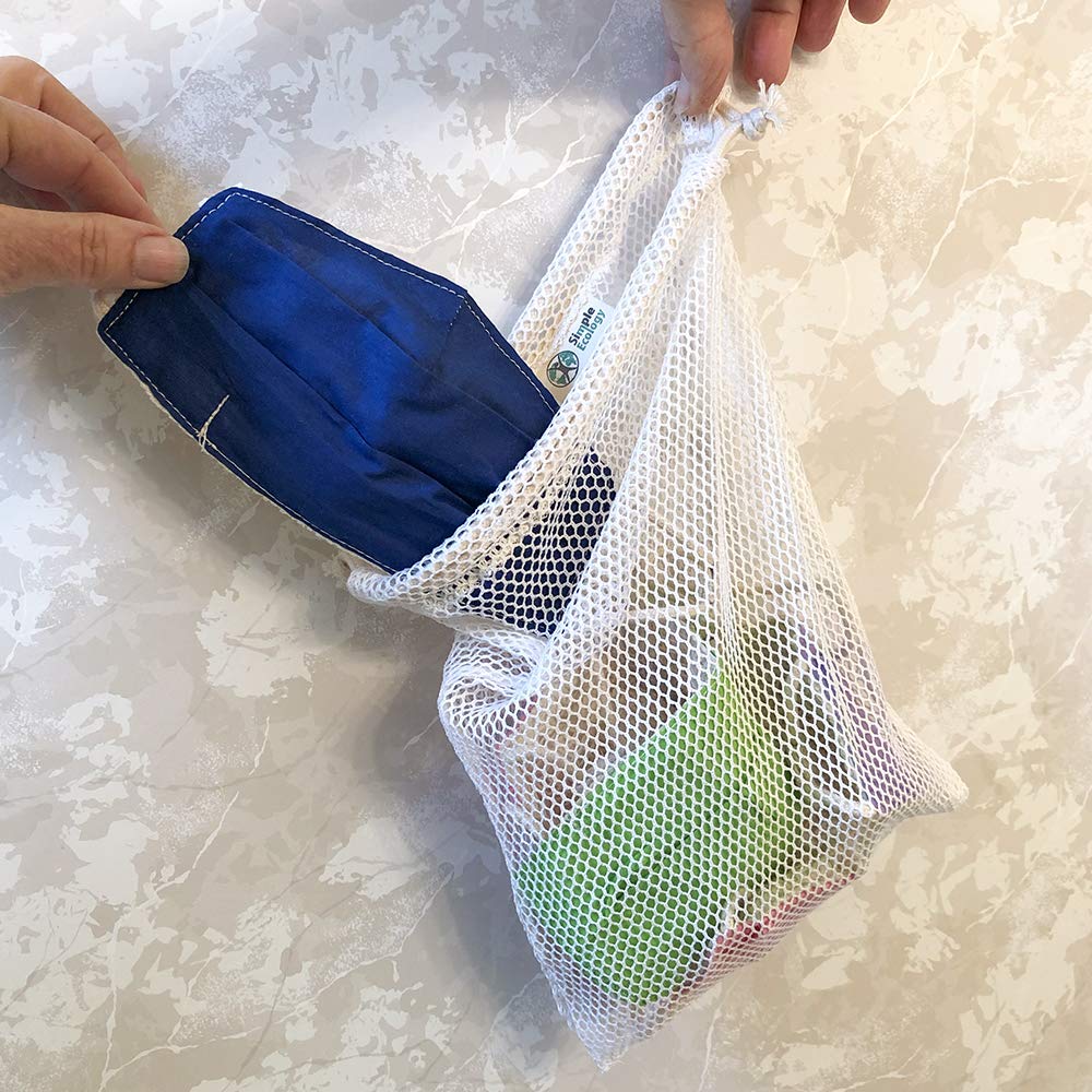 Simple Ecology Organic Cotton Mesh Laundry Bag; Machine Washing Bags for Delicates, Lingerie and Garments, Set of 3 (S, M, L)