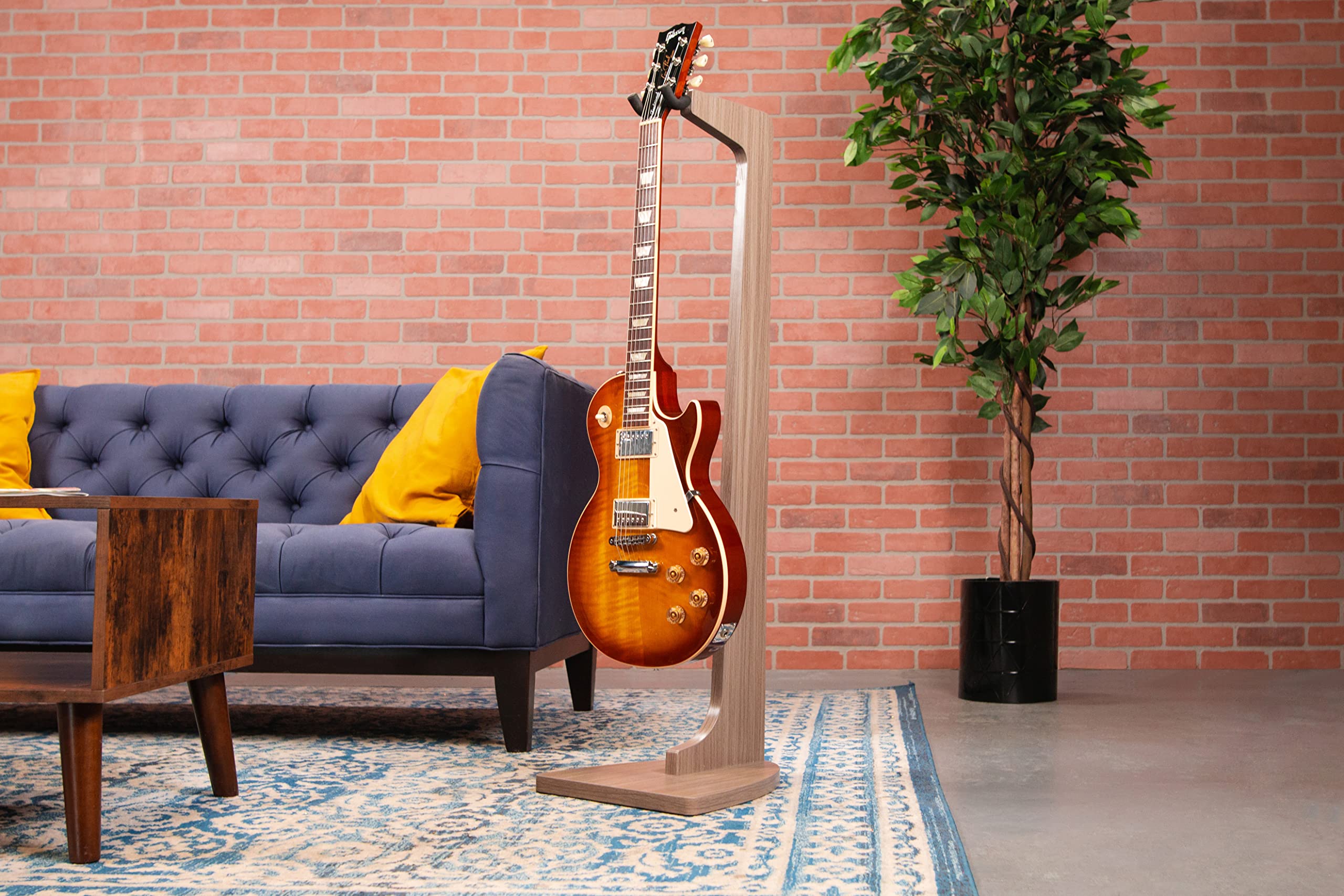Gator Frameworks Elite Series Hanging Wooden Guitar Stand in Driftwood Grey Finish Fits Acoustic and Electric (GFW-ELITEGTRHNGSTD-GRY)