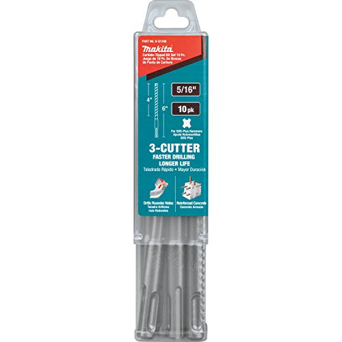 Makita B-61248 5/16" x 6" SDS-Plus Bit, 3-Cutter, 10/Pk