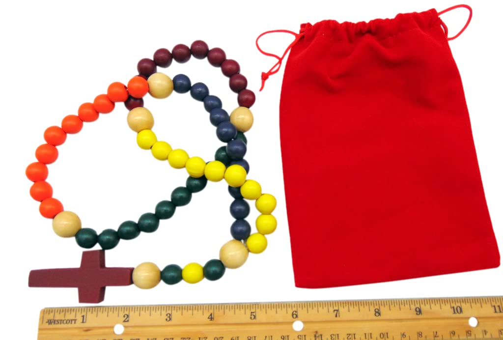 Westman Works Children's My First Rosary for Kids Baptism Set with Large Wood Bead with Drawstring Carry Bag Pouch
