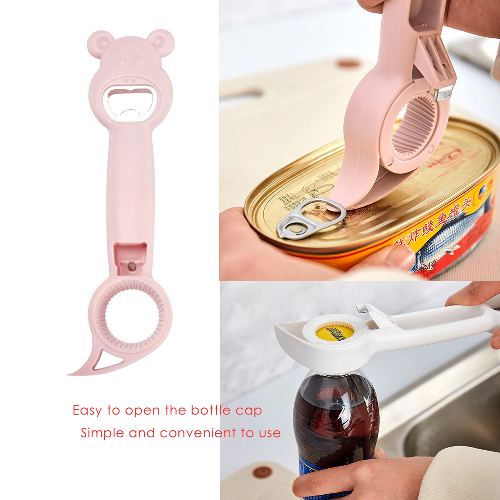 Jar Opener, 4 in 1 Multi Function Can Opener Bottle, Multi Kitchen Tool for Jelly Jars, Wine, Beer and other, Bottle Opener to Protect the Nail Use for Children, Women, Elderly (Purple)