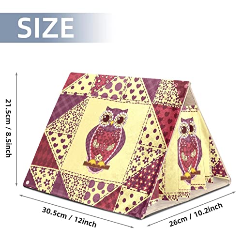 RATGDN Small Pet Hideout Owl Dots Pattern Hamster House Guinea Pig Playhouse for Dwarf Rabbits Hedgehogs Chinchillas