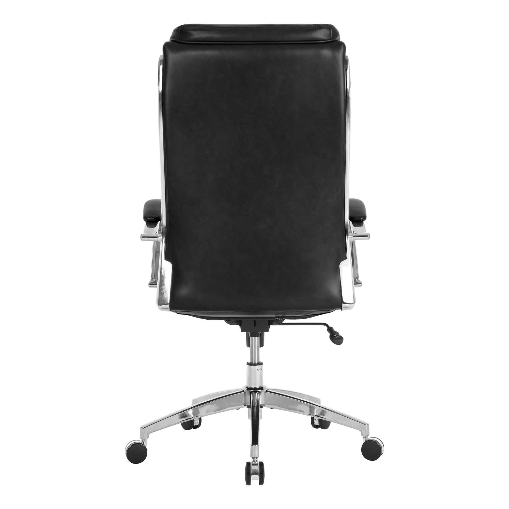 RealspaceĀ® Modern Comfort Verismo Bonded Leather High-Back Executive Office Chair, Black/Chrome, BIFMA Compliant
