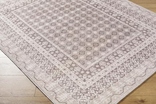 Livabliss x Our PNW Home Rainier Cottage Border Washable Area Rug, 10' x 14', Light Brown