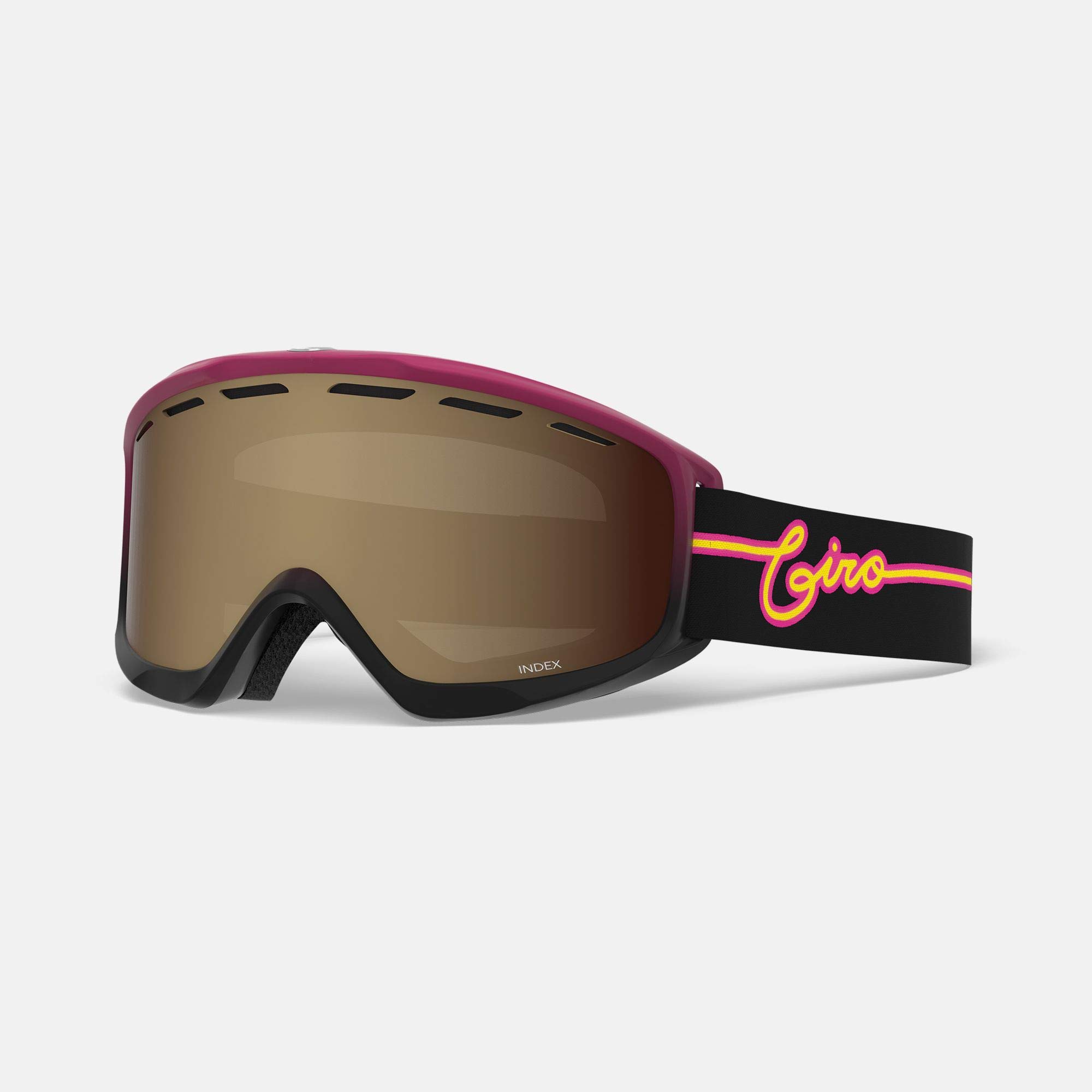 Giro Index OTG Adult Snow Goggles - Pink Neon Lights Strap with Amber Pink Lens (2021)