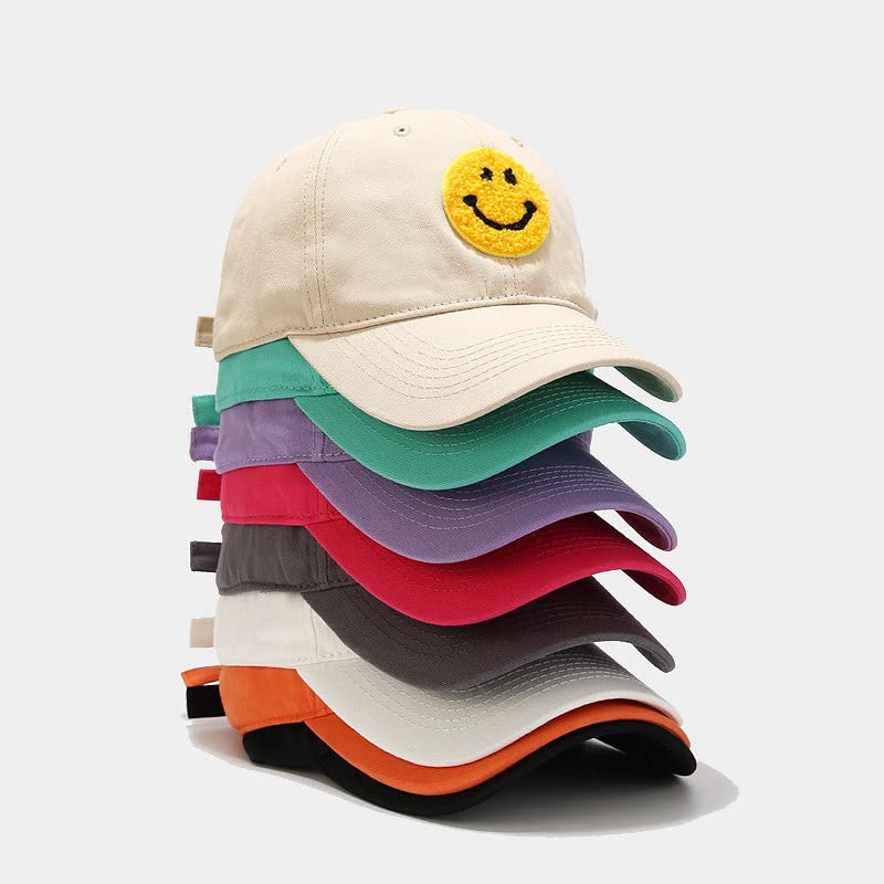 GEGEEN DOMOG Smiley Face Hat Trucker Hats Adjustable Smile Baseball Cap Summer Preppy Y2k Hat for Women Men (Patch-Purple)