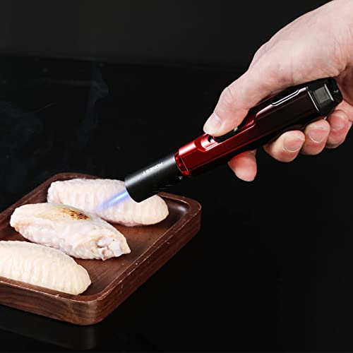 REDBANK Torch Lighter, Butane Lighters,Refillable Torch Lighter,Windproof Butane Refillable Gas Long Lighter (Butane Gas Not Included) (RED-Long)