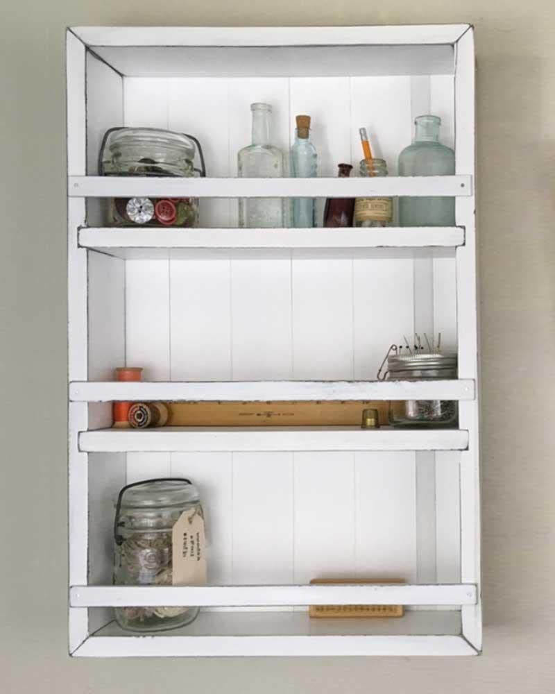 Mansfield Cabinet No. 102 - Solid Wood Spice Rack Cabinet Khaki Green/Castle Grey