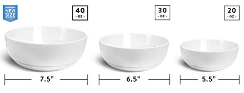 HARMAN & CO Soup Cereal Salad Bowl, Small 5.5β (20oz), Microwave & Dishwasher Safe, Frost White (Set of 6 Bowls)
