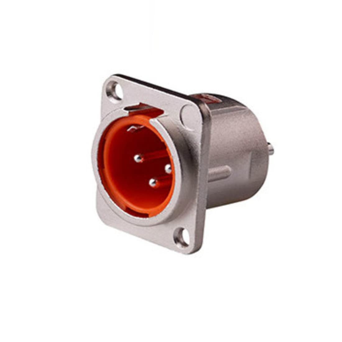 GDQLCNXB XLR Male Jack 3 Pin Panel Mount Jacks,XLR Male Connector 4 Pcs, Silver Metal Housing,Inner Shell Orange.
