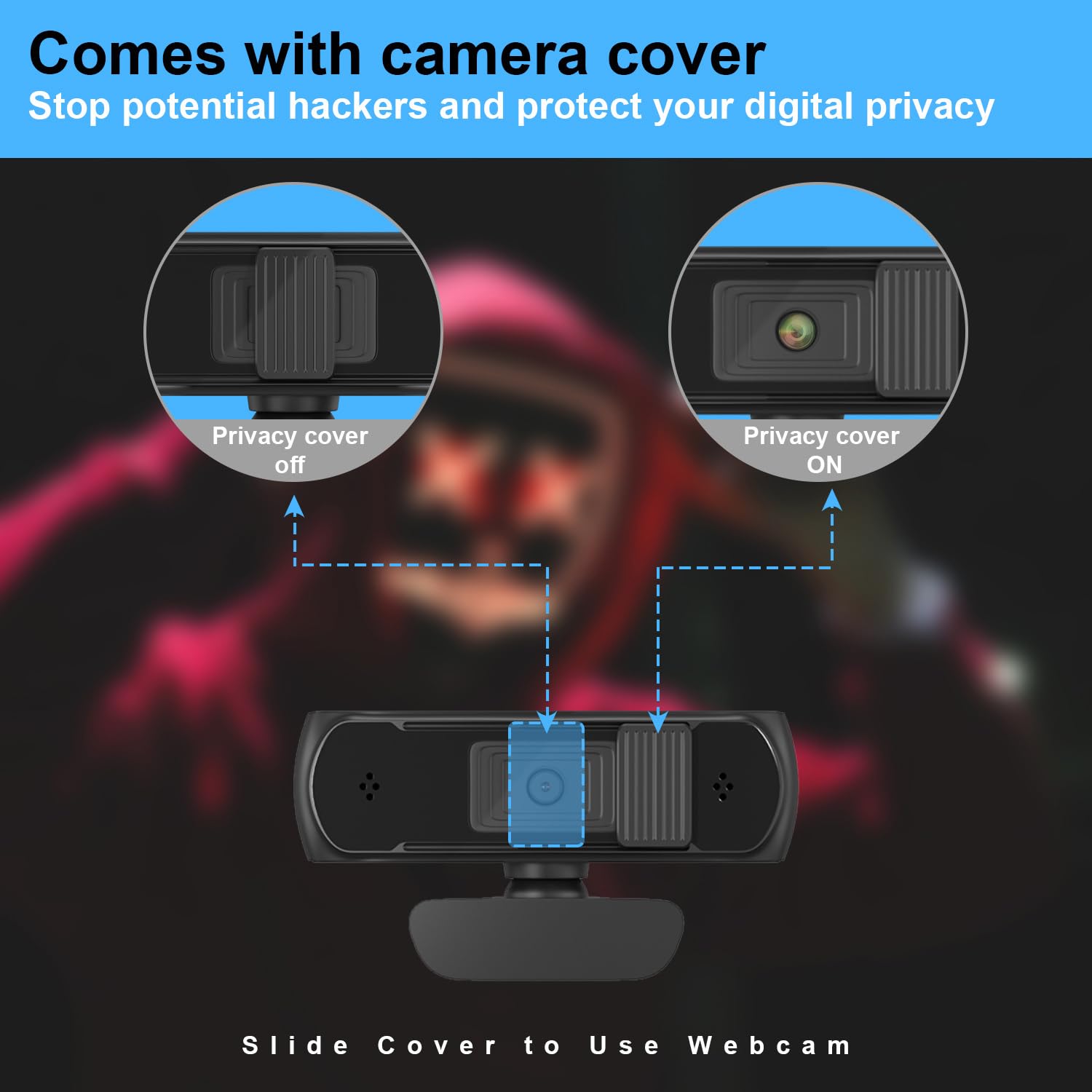 Emonoo HA501 1080P HD Webcam with Microphone, Web Camera with Privacy Cover and Tripod Stand, USB Camera for Computer Plug and Play, 30FPS, for Meetings Video Calls Compatible with Desktop Laptop