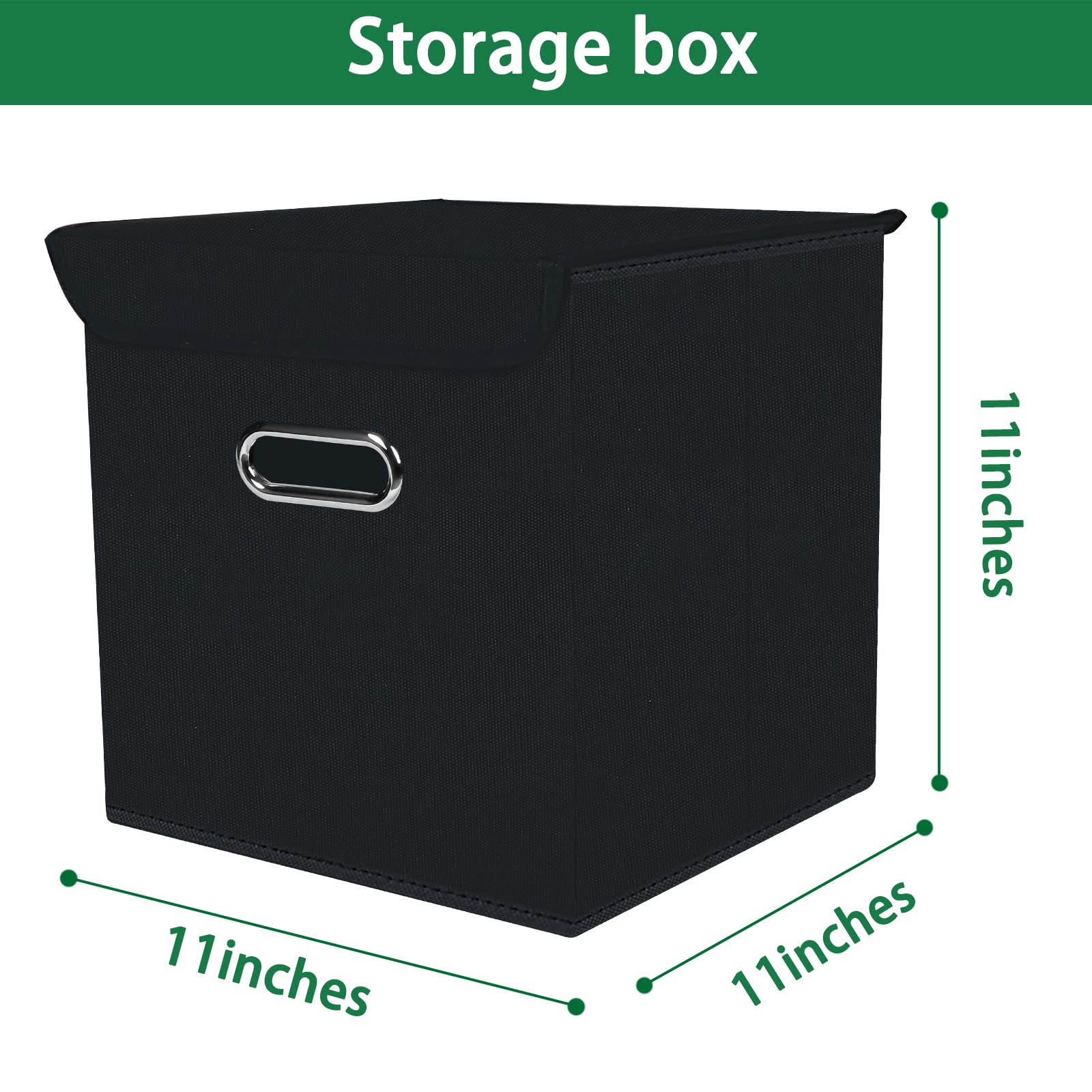 STOREONE Foldable Storage Bins Cubes Storage Organizer With Lid,Fabric Cube Storage Box With Handle,For Home Bedroom Office,Closet, Clothes, Toys,3 Pack,(Black