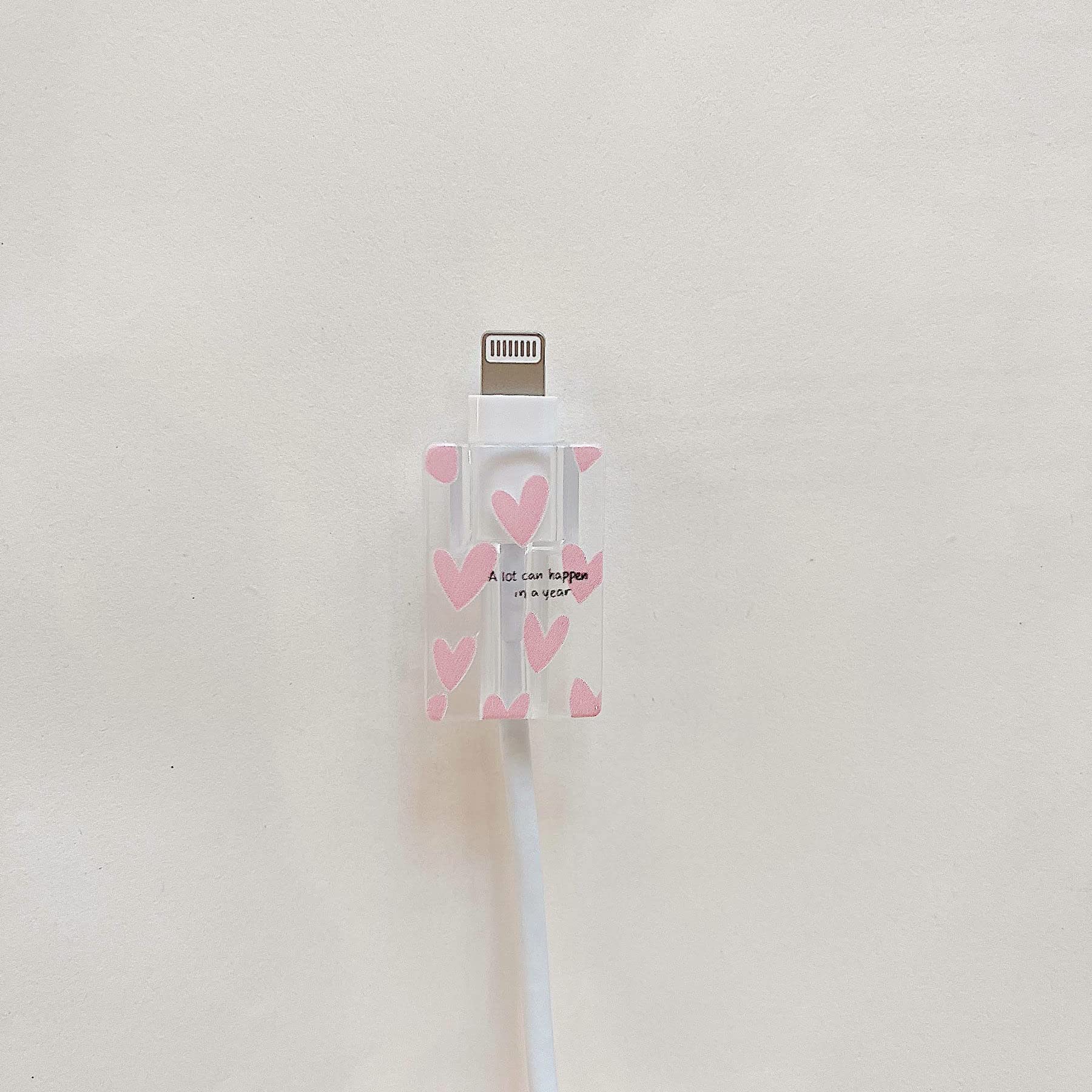 JANDM USB Plug Cable Protector Data Line Bite Fast Charging Cable Case for iPhone 18/20W Power Adapter Fast Charge Head Winder Case Cover Cute Smiley Cartoon Love Heart Case (Pink Heart)