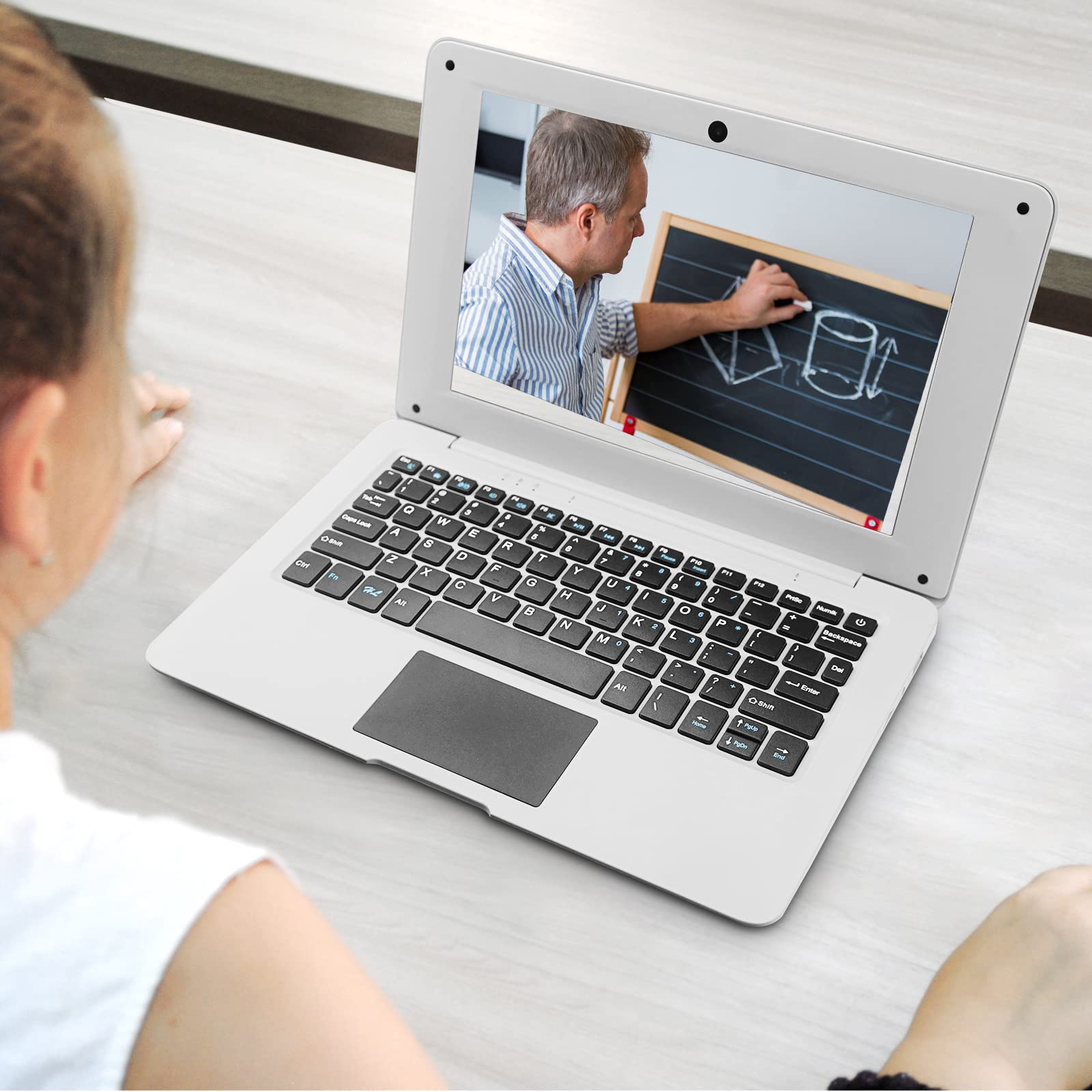 KANGBUKE Android OS Laptop,10.1-Inch IPS(1280 * 800) Display, Built-in WiFi, Front Camera, Bluetooth,Mini Netbook pc. (White)