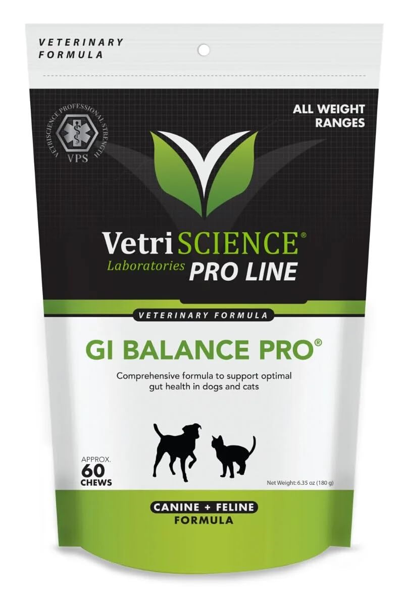 VetriScience GI Balance Pro - Gut & Immune Health Support Supplement for Cats & Dogs - Probiotic Pet Supplement Aids Digestive Comfort - Gastrointestinal Support Formula for Cats & Dogs - 60 Chews