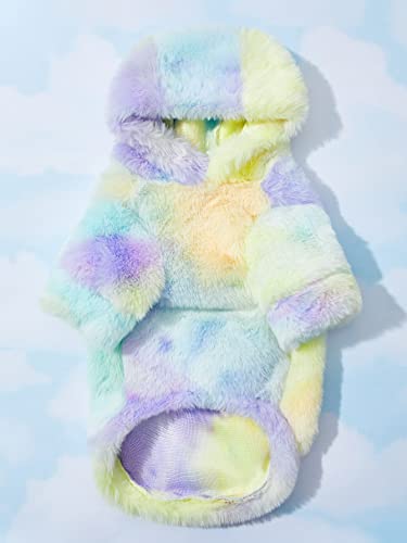 QWINEE Tie Dye Dog Coat,Dog Warm Soft Winter Hoodie,Puppy Sweatshirt Clothes for Cat Small Medium Dog Girl Boy Multi-Colored Medium
