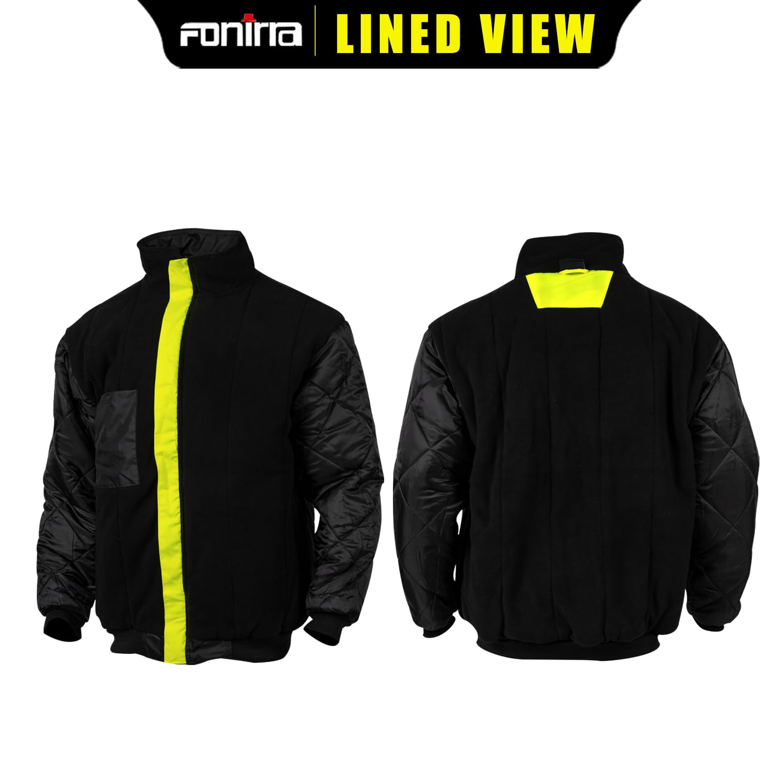 FONIRRA High Visibility Safety Jackets for Men with Fleece Liner,ANSI Class 3 Reflective Waterproof Bomber Jacket(Yellow,XL)