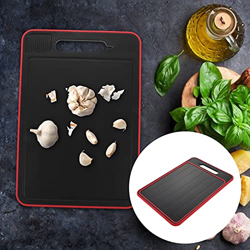 HEMOTON Fast Defrosting Tray Chopping Board Thawing Plate Cutting Board Meat Defroster Boards with Handle for Meat Pork Beef Fish Black Red