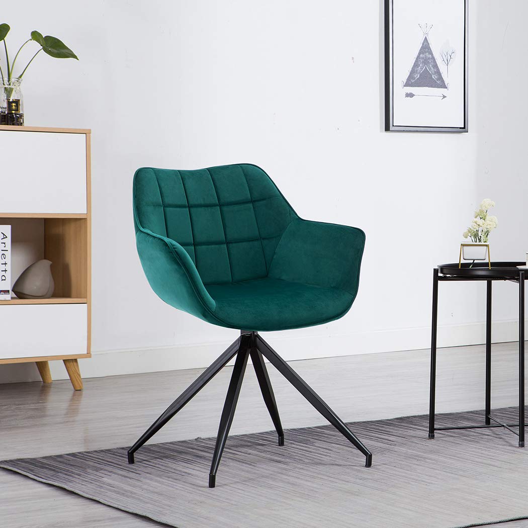 DUHOME Accent Chair Mid-Back Home Office Dining Chairs Modern Upholstered Armchair Atrovirens 1ps