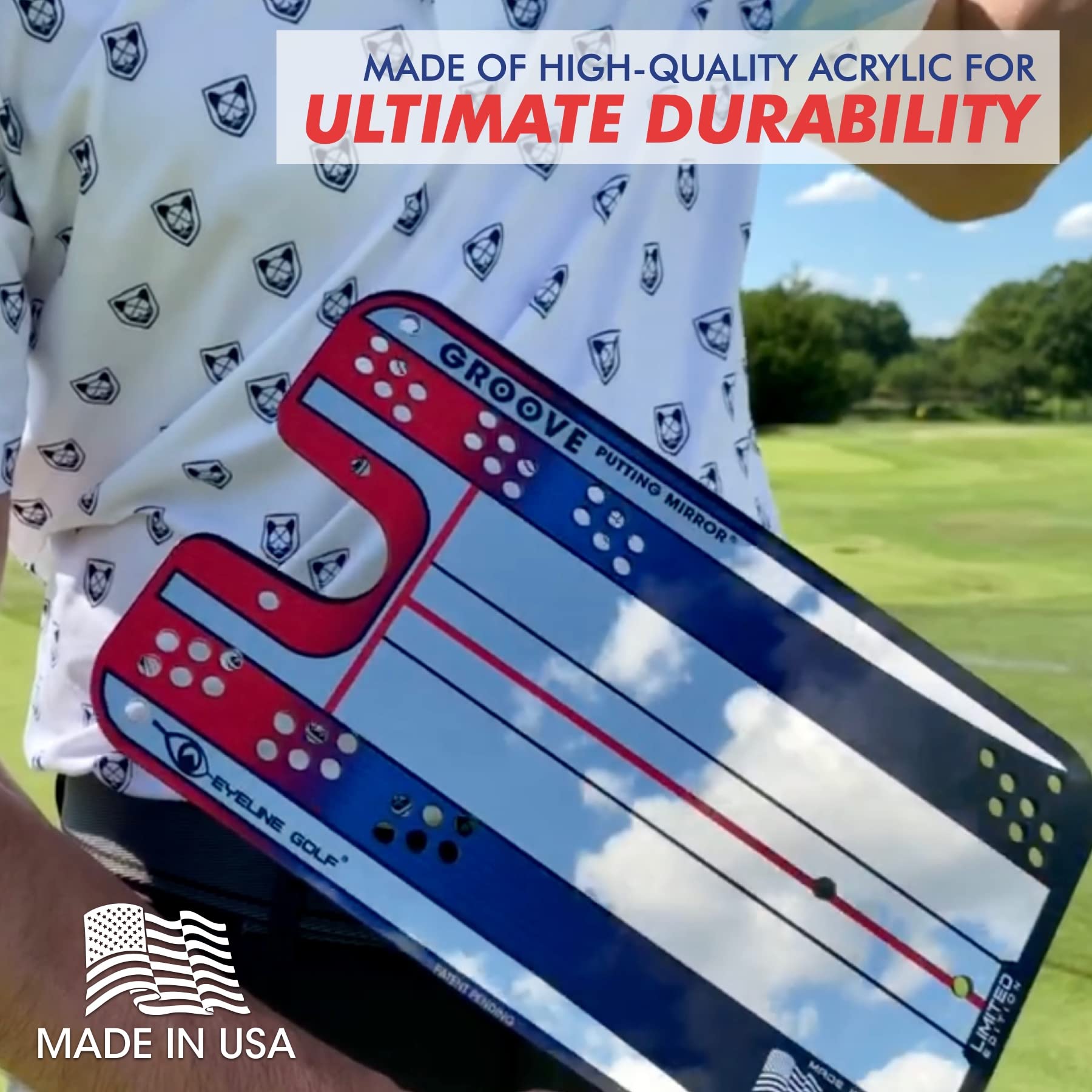 EyeLine Golf Patented Putting Mirror Training Aid - Portable Putting Trainer for Games Drills, As seen on PGA Tour, Made in USA, Use Outdoors or Indoors