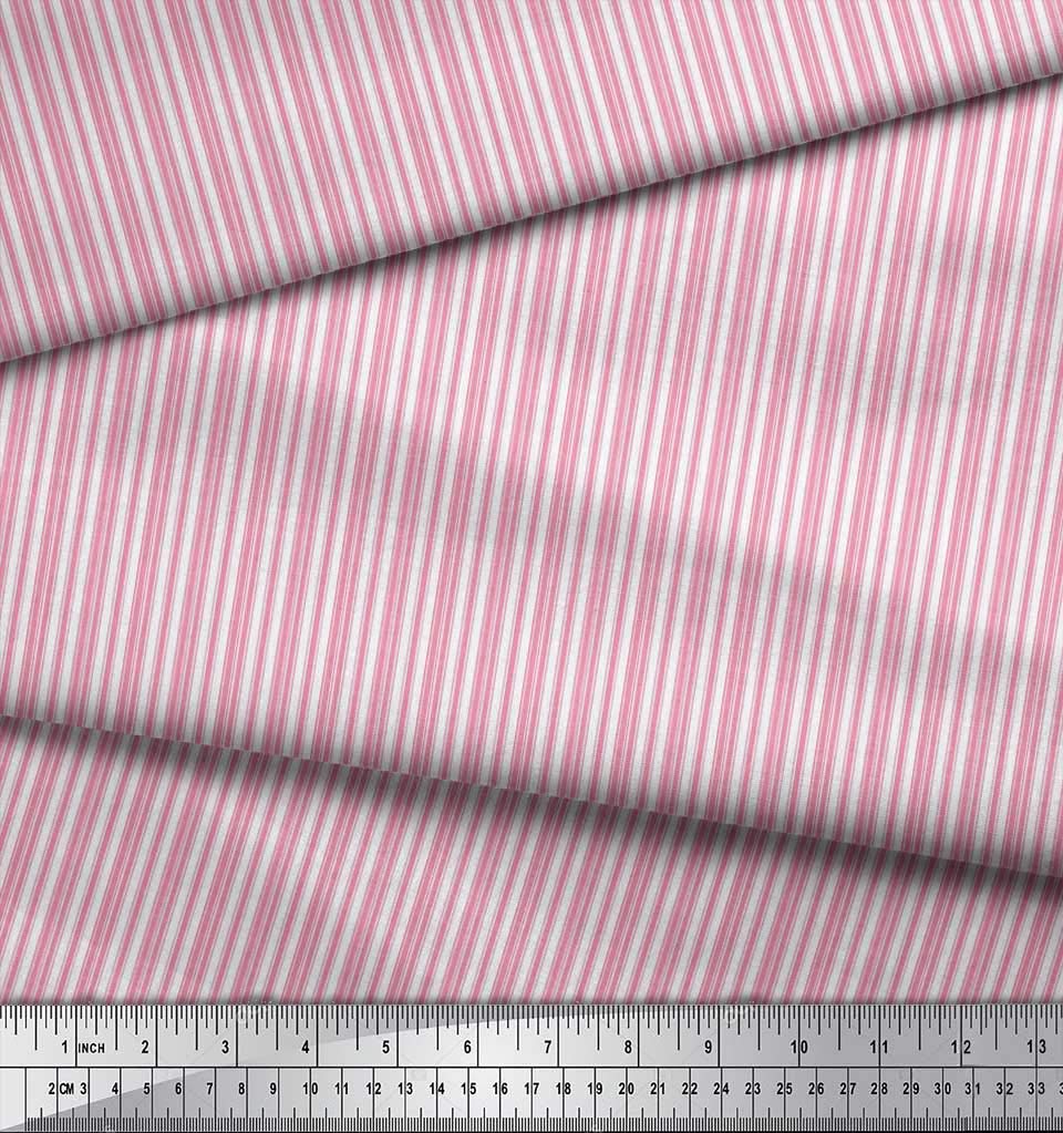 Soimoi Viscos Chiffon Pink Fabric - by The Yard - 42 Inch Wide - Stripe Geometric Shirting - Modern Styling with Striped Geometric Patterns Printed Fabric
