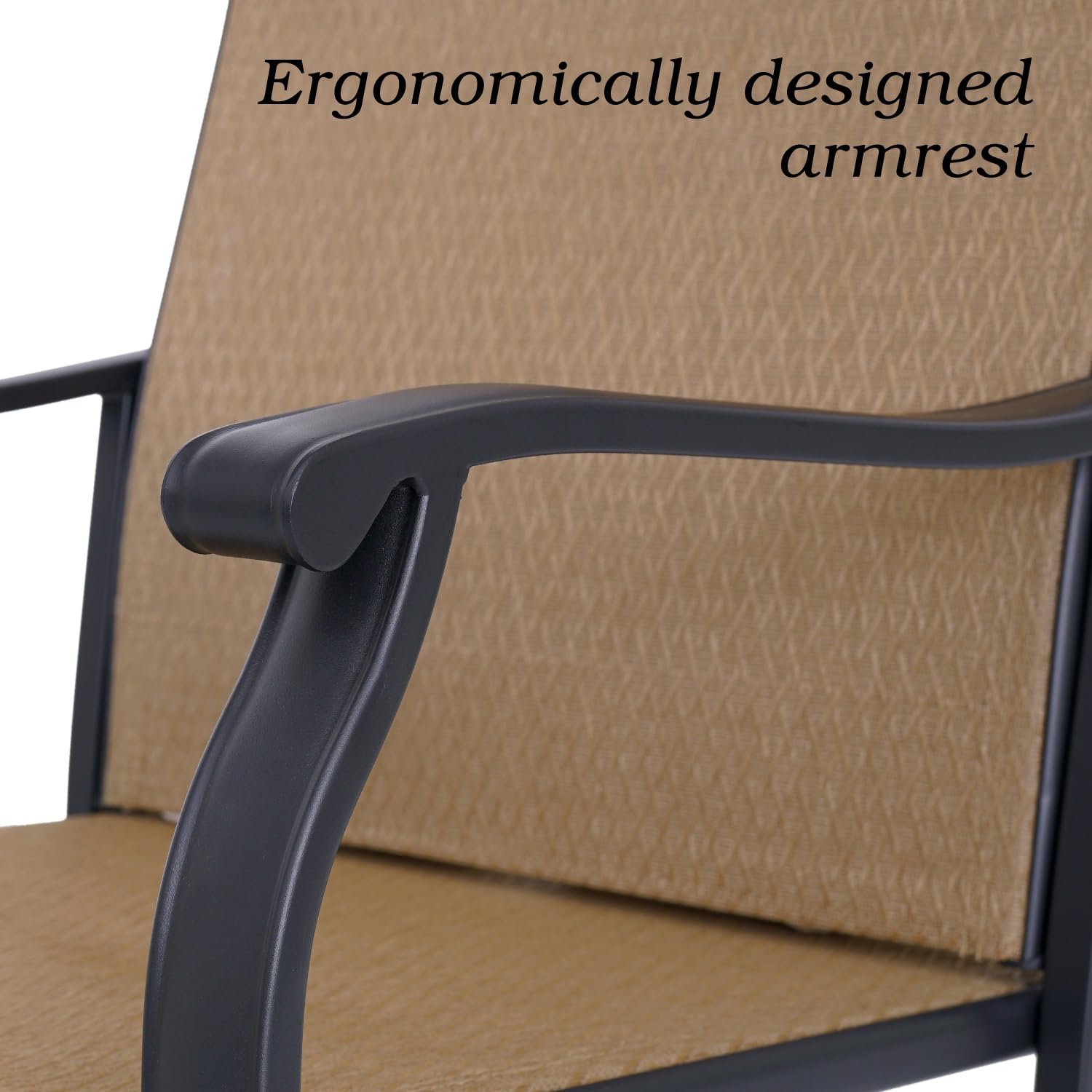 Nixtopia Patio Dining Chairs High Back Outdoor Chairs Set of 2 with Metal Frame, Armrest and Textilene Support - Grey