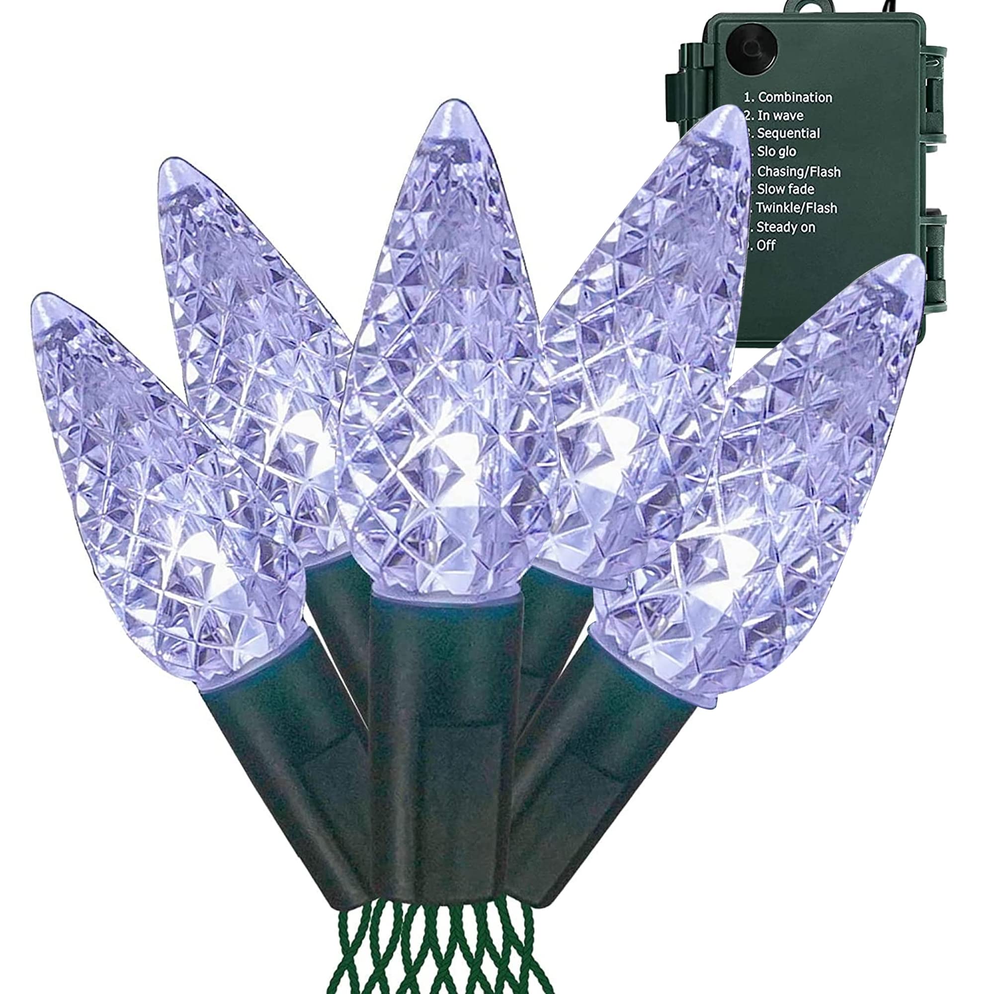 FUNPENY C6 Battery Operated Christmas Lights, 50 LED 17ft Christmas String Lights with 8 Modes, Christmas Decorations for Indoor Outdoor Xmas Tree Wedding Holiday, Warm White