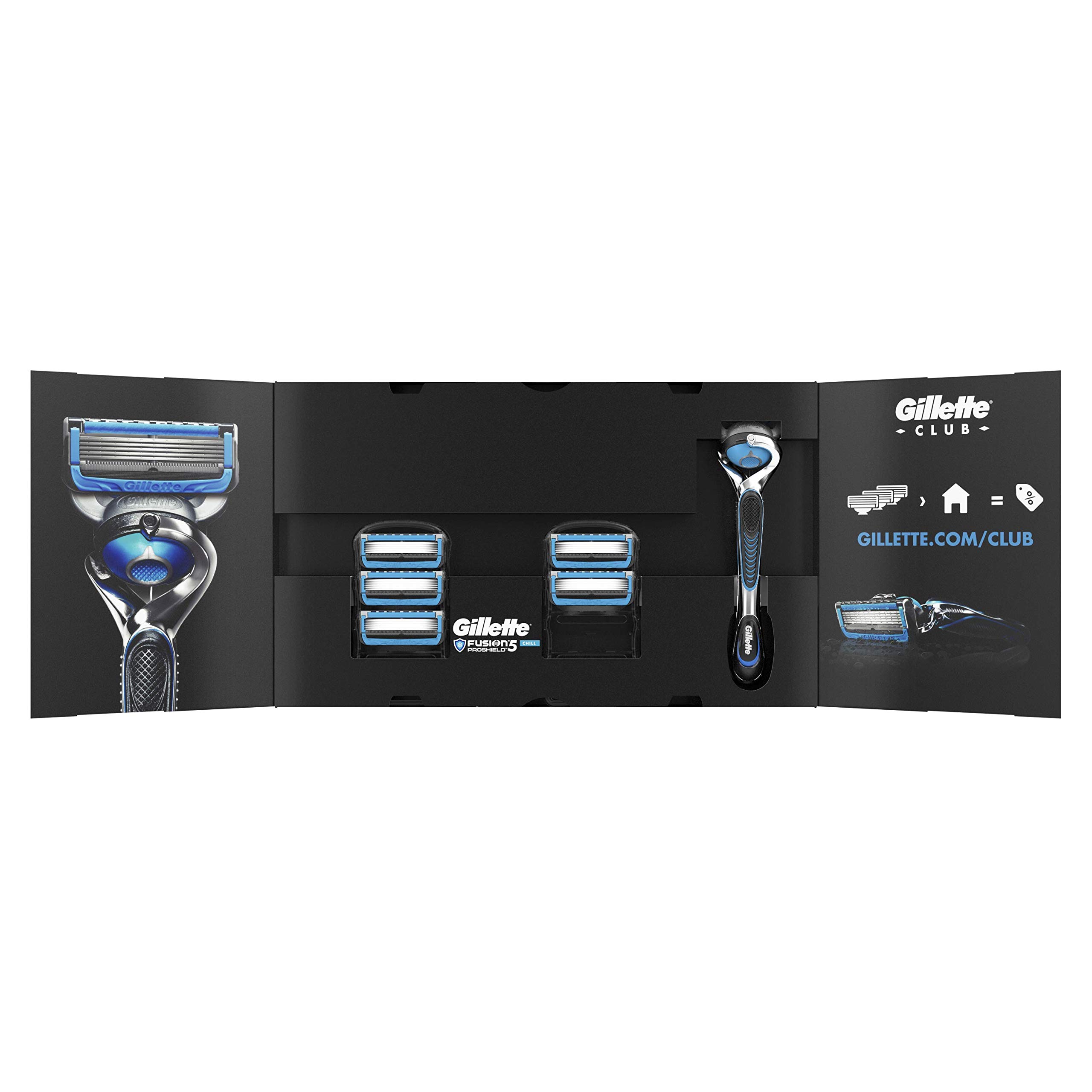 Gillette Fusion5 Proshield Chill Razor for Men + 7 Refill Blades with Precision Trimmer