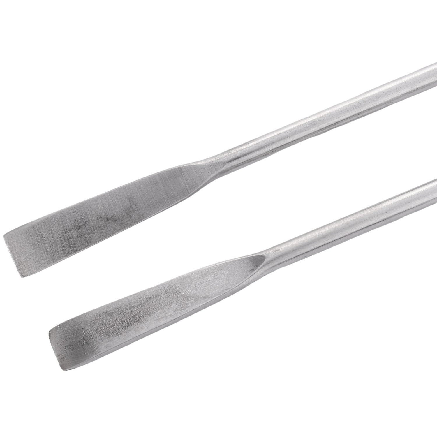 Geuxe 2Pcs 125mm Length Double Head Lab Instruments Stainless Steel Sampling Spatula, Silver
