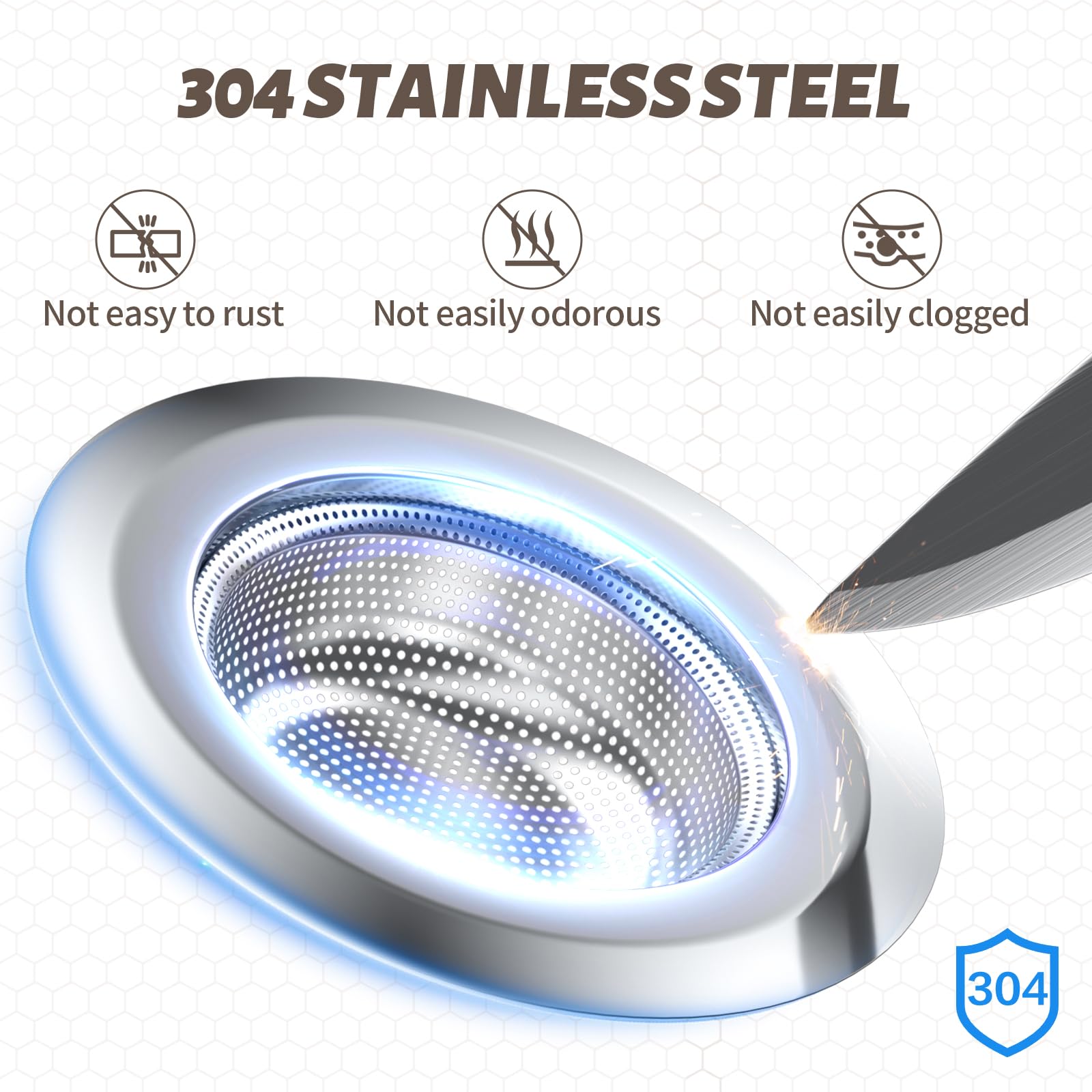 Sink Drain Strainer, Stainless Steel Mesh Sink Strainer, Anti-rust Kitchen Sink Strainer Food Catcher for Garbage Disposal with Large Wide Rim 4.4" Diameter, Pack of 4 (4)