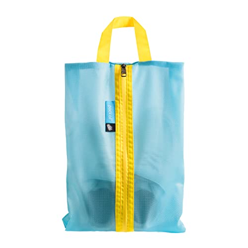 pack all Water Resistant Kids Shoe Bag for Travel, Storage Organizer Shoe Pouch with Zipper, Cute for Girls, Boys,Toddlers（Blue)