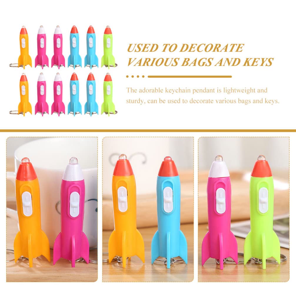 jojofuny Kids Flashlight 12pcs Flashlight Keychain Rocket LED Flashlight for Kids Helicopter Flashlights Keychain Gift Bag Kids Birthday Party Gift Keychain Flashlights